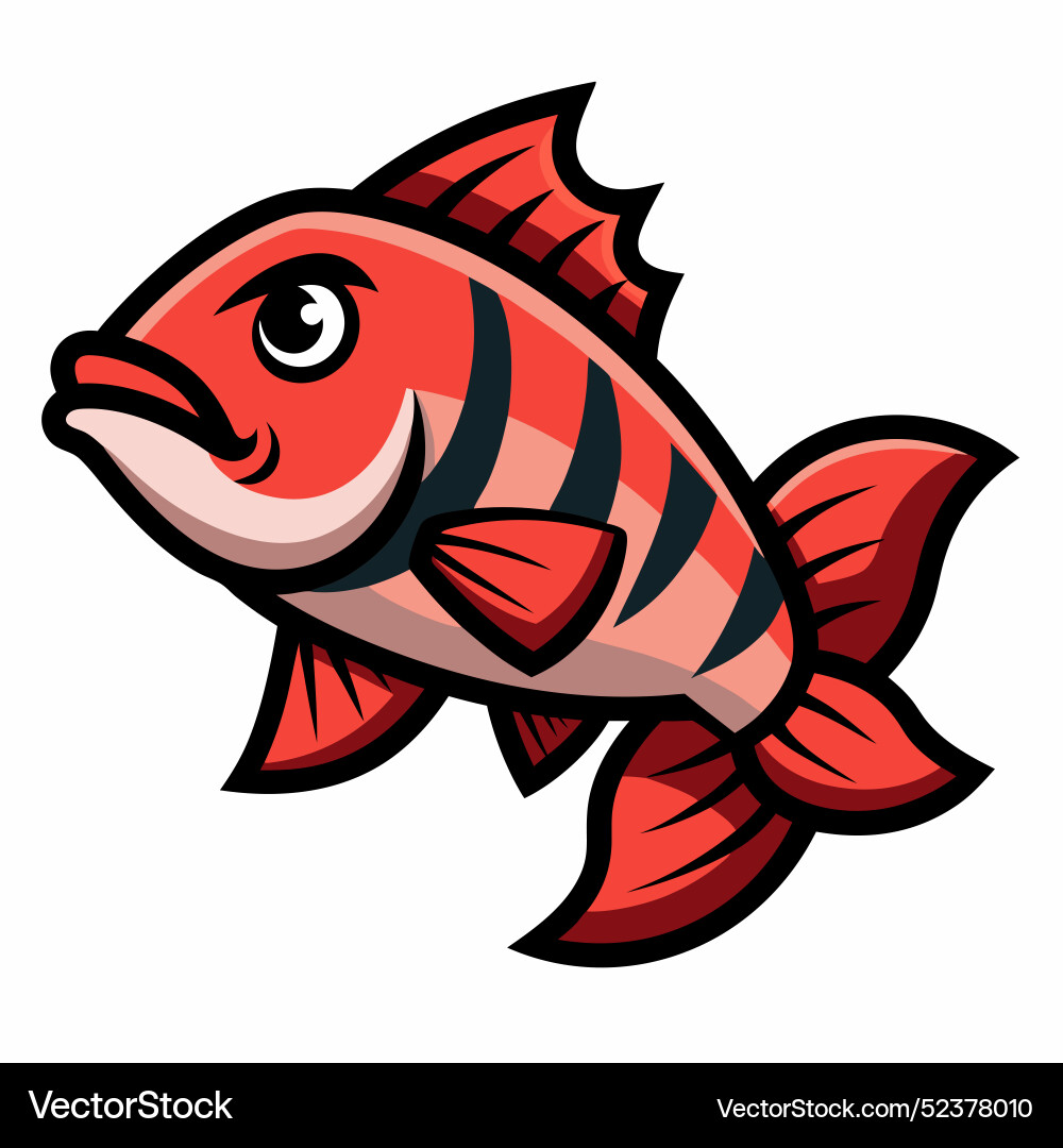 Cubera snapper fish screams kawaii Royalty Free Vector Image