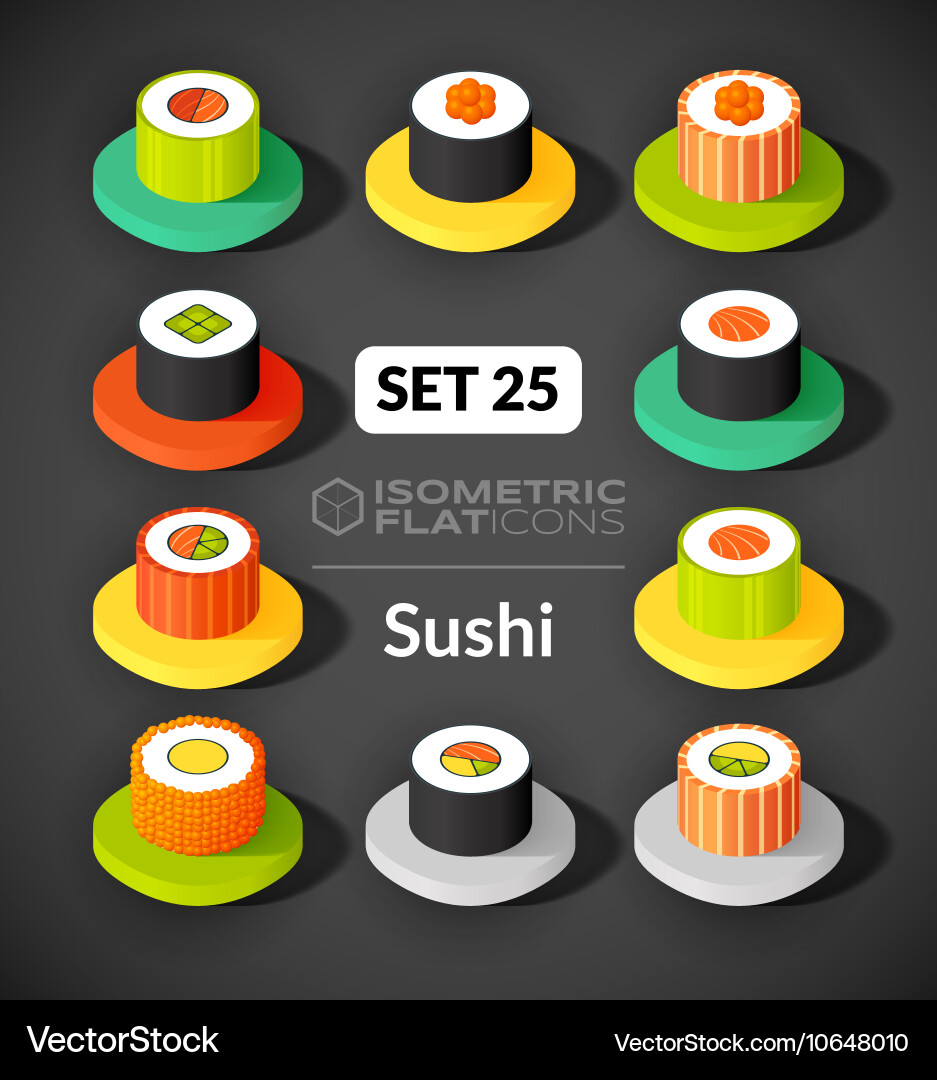 Isometric flat icons set 25 Royalty Free Vector Image