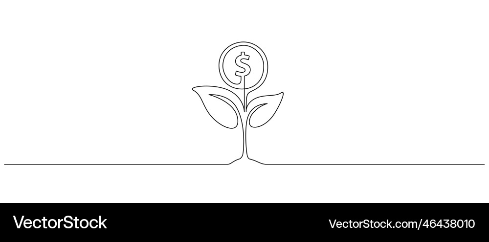 Money plant in one continuous line drawing Vector Image