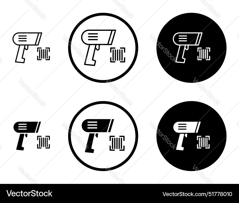 Scanner gun icon set black filled and outlined Vector Image