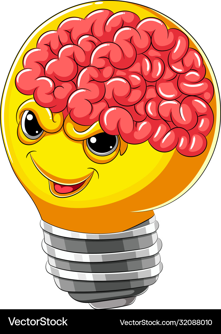 Scary bulb with brain Royalty Free Vector Image