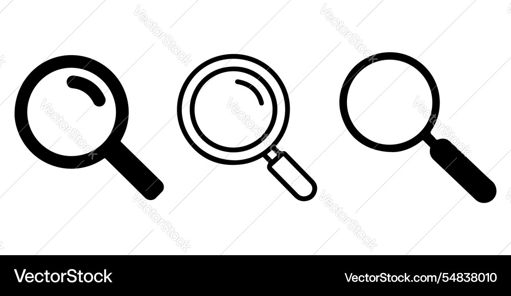 Simple magnifying glass icon set Royalty Free Vector Image