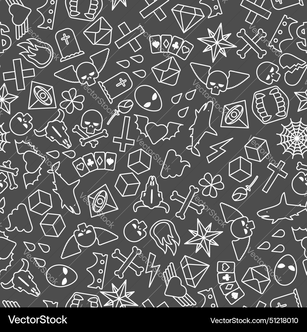 Tattoo pattern seamless icons background Vector Image