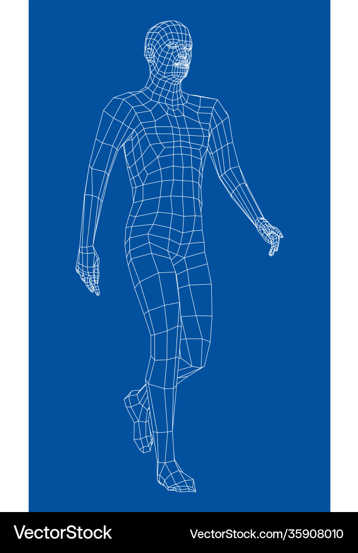 Wireframe walking man Royalty Free Vector Image