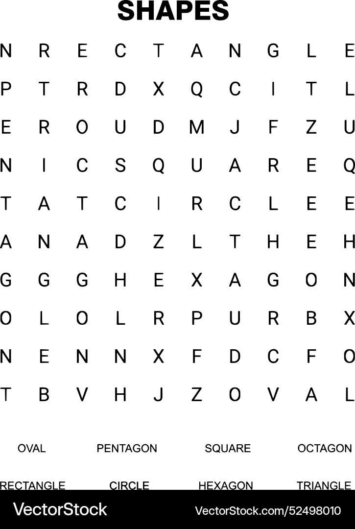Words search puzzle game activity worksheet Vector Image
