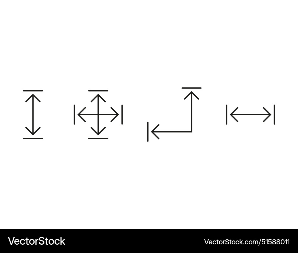 Arrows height width dimensions icon Royalty Free Vector