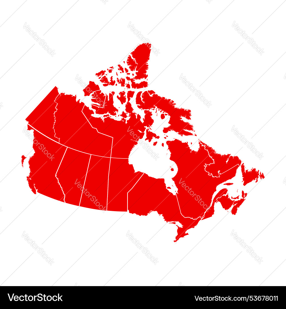 Canada country red color map Royalty Free Vector Image