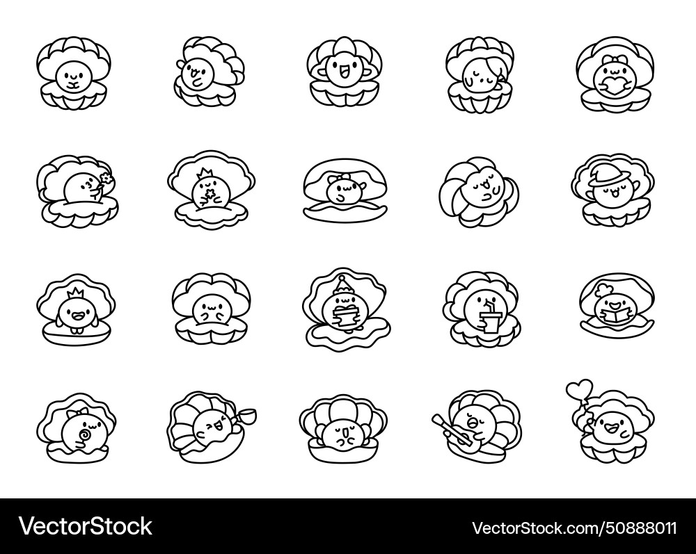 Cartoon seashell with a pearl coloring page Vector Image
