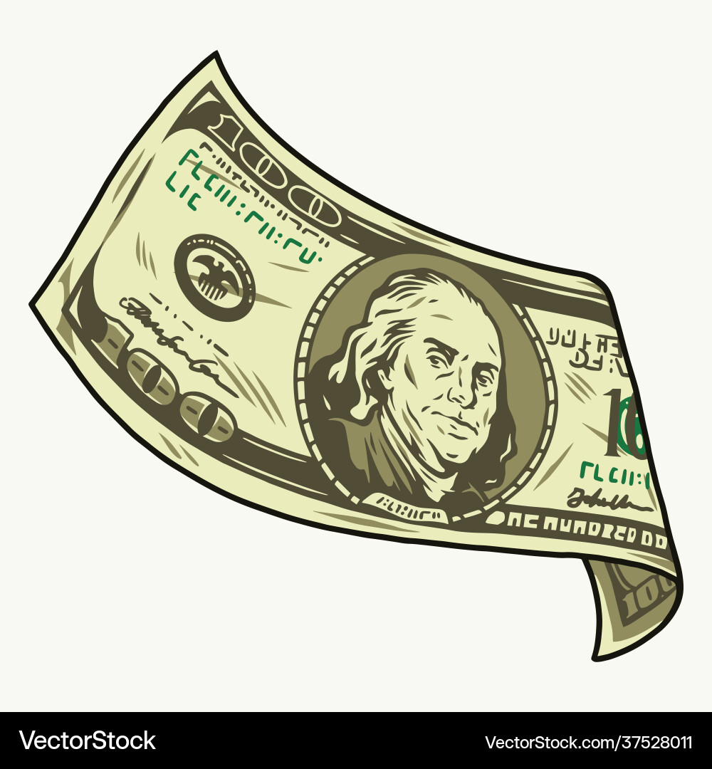 Colorful concept falling dollar bill Royalty Free Vector