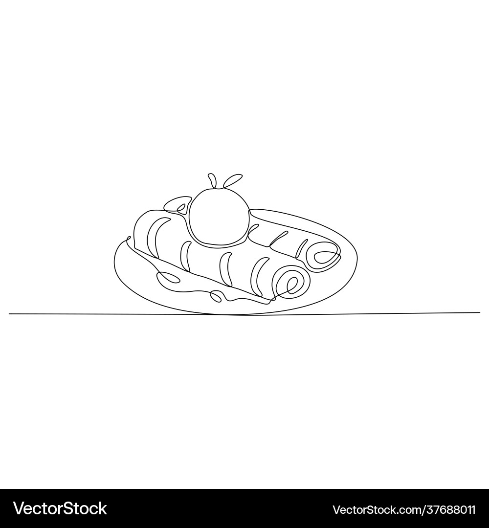 Continuous line drawing pancake dish Royalty Free Vector