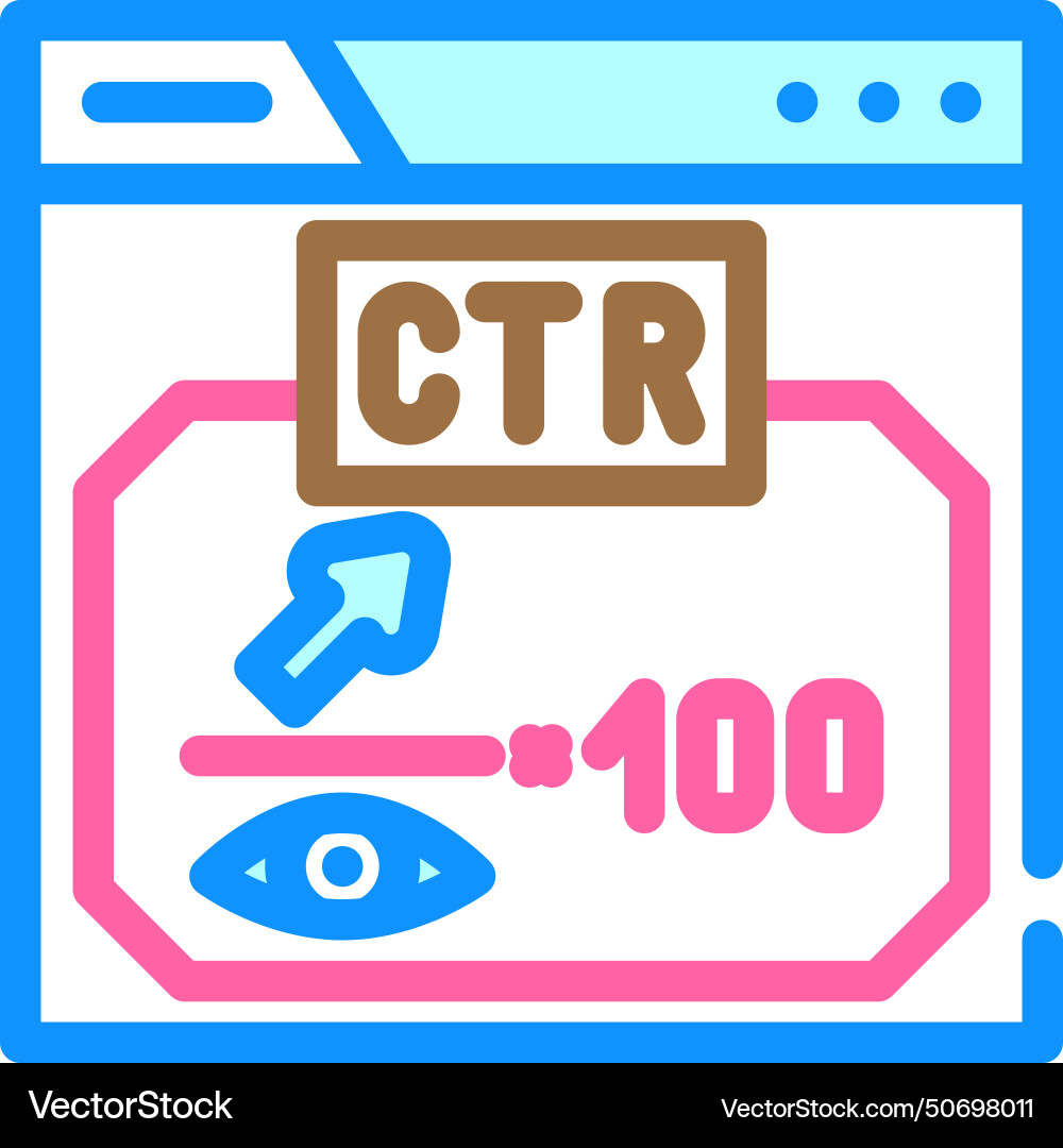Ctr click through rate seo color icon Royalty Free Vector