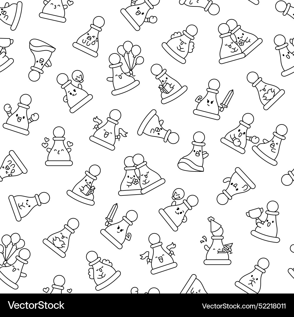 Cute chess pawn coloring page Royalty Free Vector Image