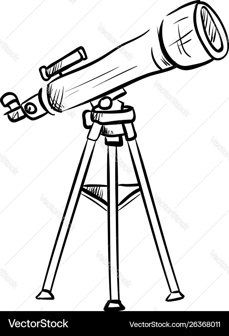 Drawing a telescope on white background Royalty Free Vector