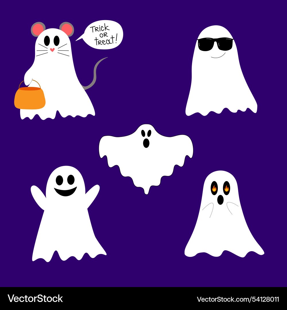 Halloween ghosts set boo characters spooky scary Vector Image