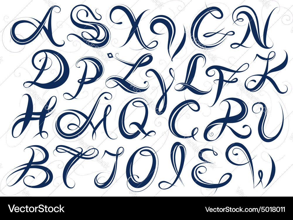 Handwritten letters font type Royalty Free Vector Image