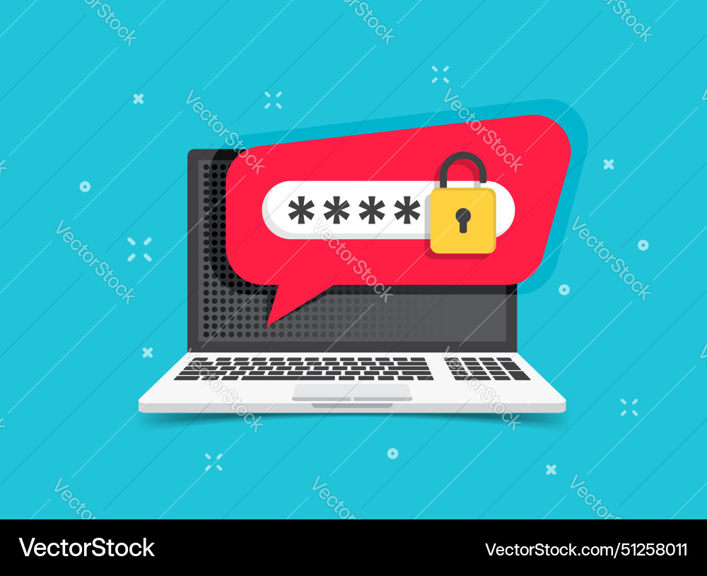 Laptop with account login icon in flat style Vector Image