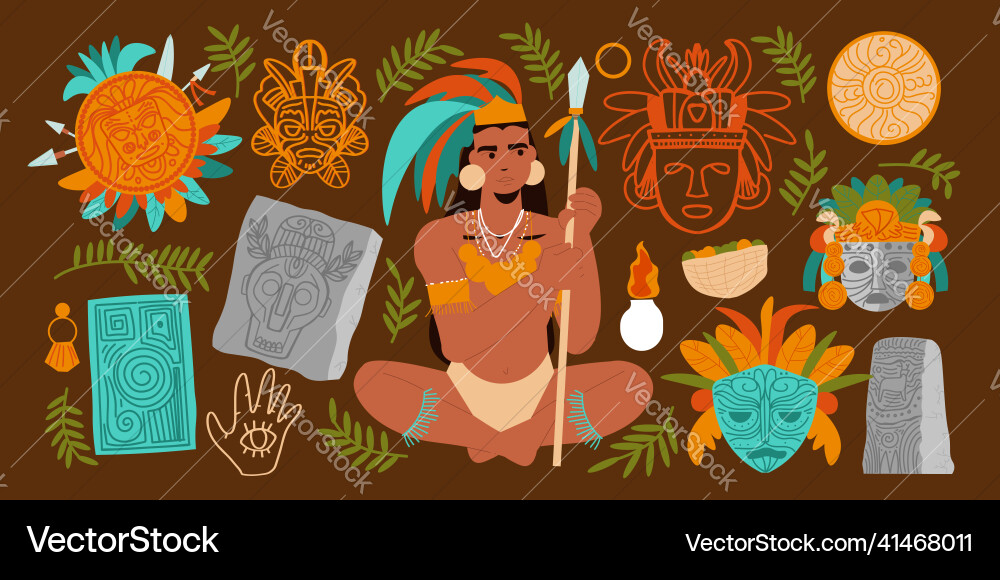 Maya civilization set Royalty Free Vector Image