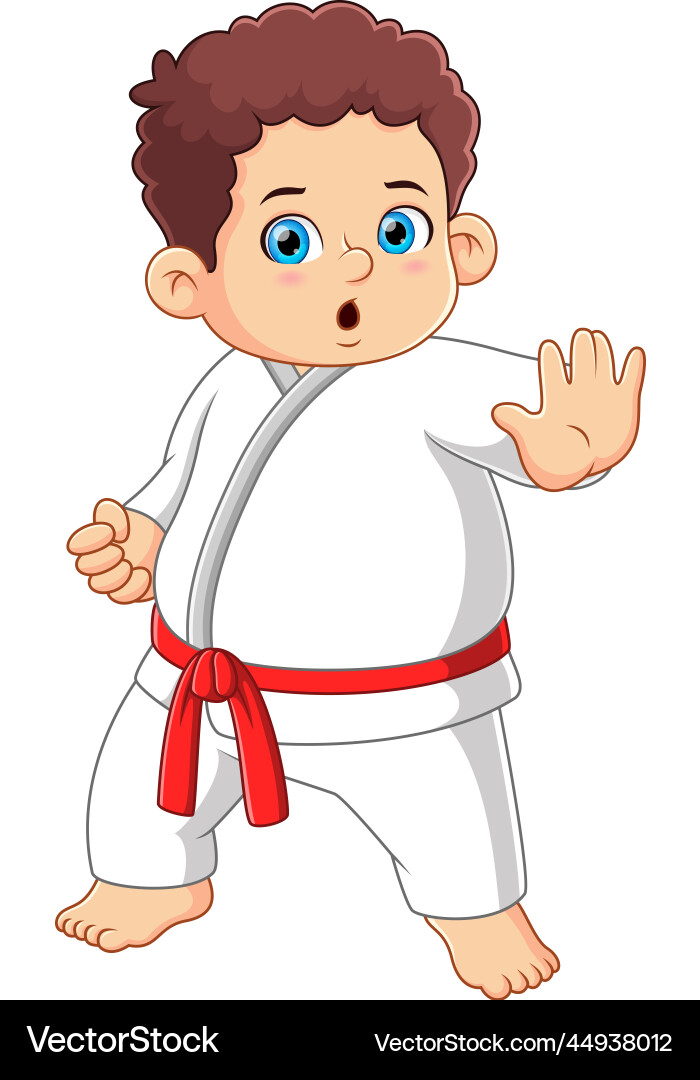 A cute fat boy karate pose Royalty Free Vector Image