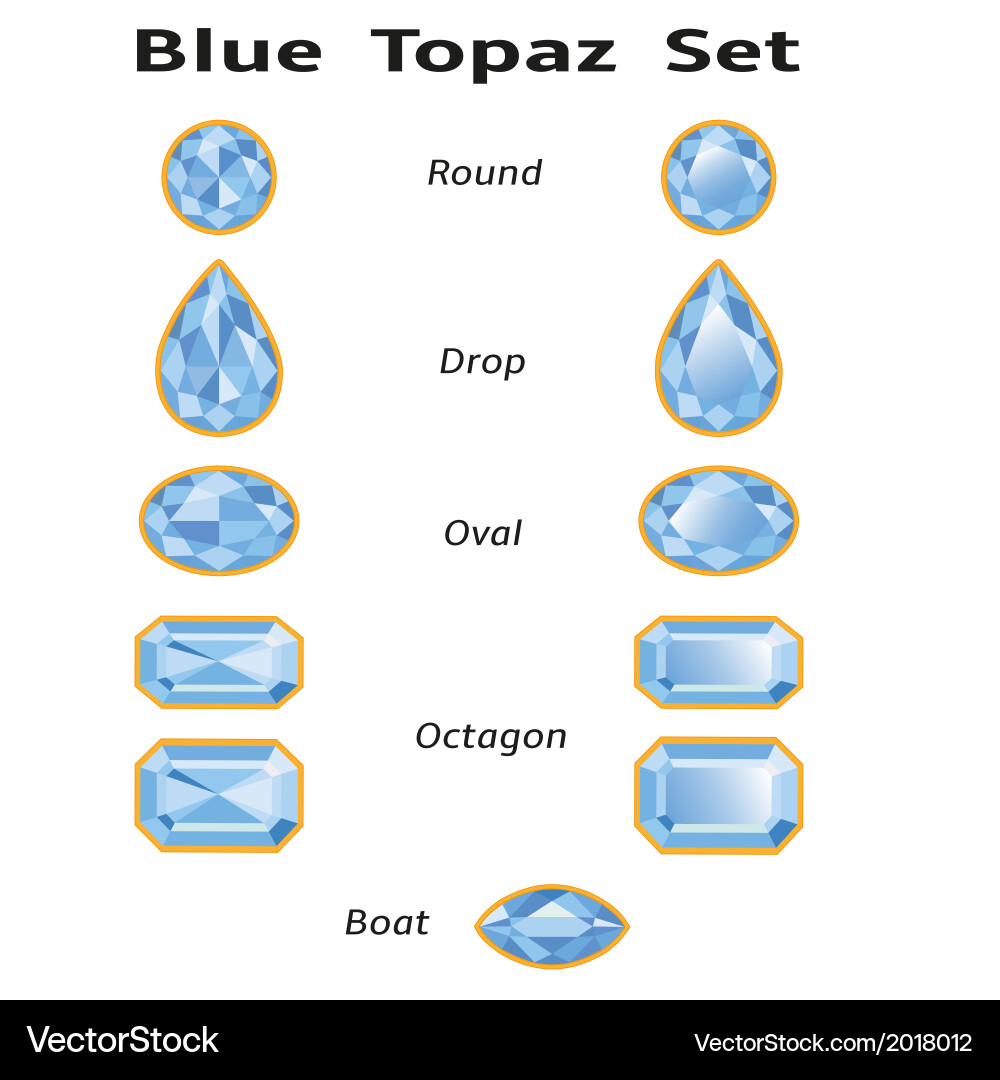 Blue topaz set with text Royalty Free Vector Image