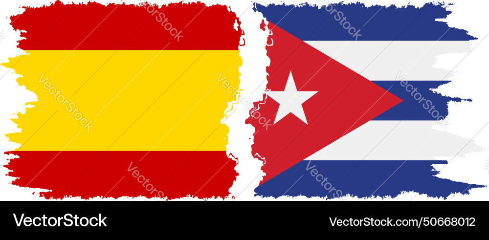 Cuba and spain grunge flags connection Royalty Free Vector