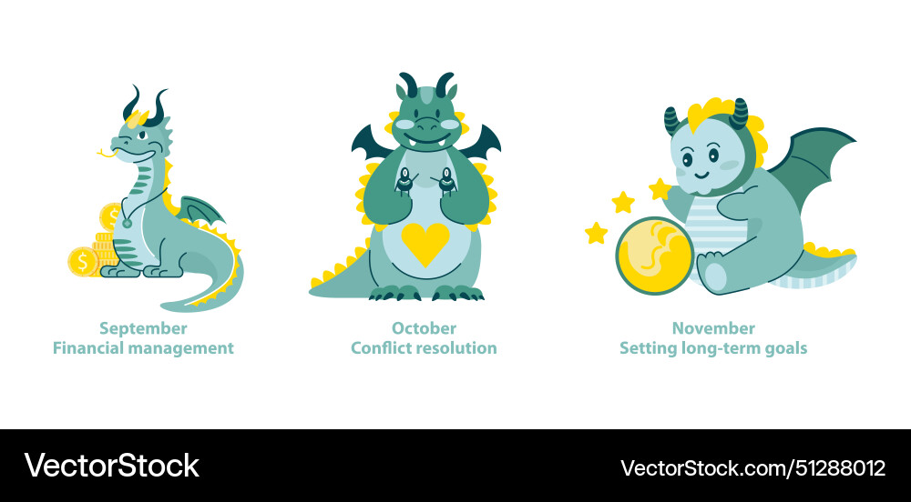 Dragon helpers set Royalty Free Vector Image - VectorStock