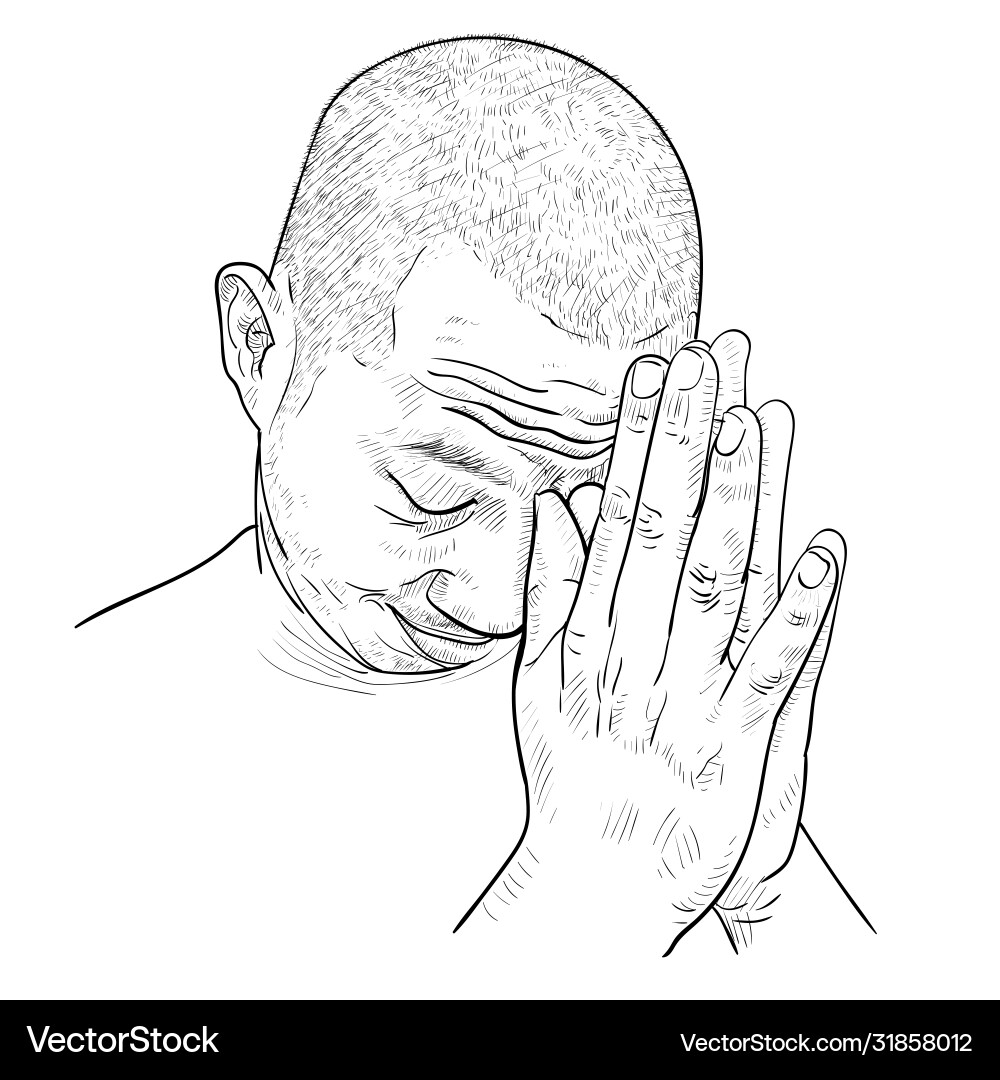 Drawing portrait a man greet pay respect Vector Image