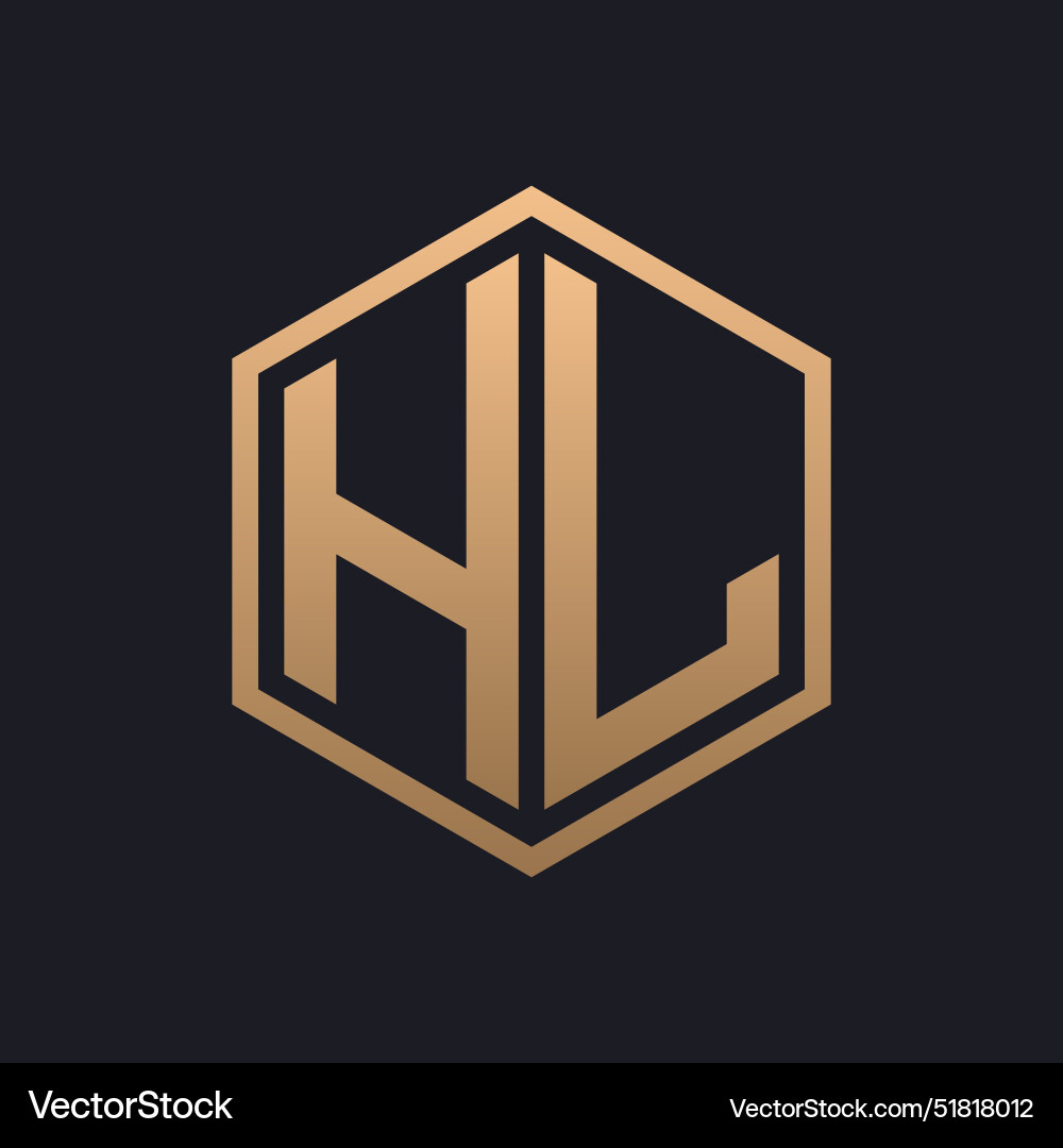 Elegant hexagon letter hl logo design initial Vector Image