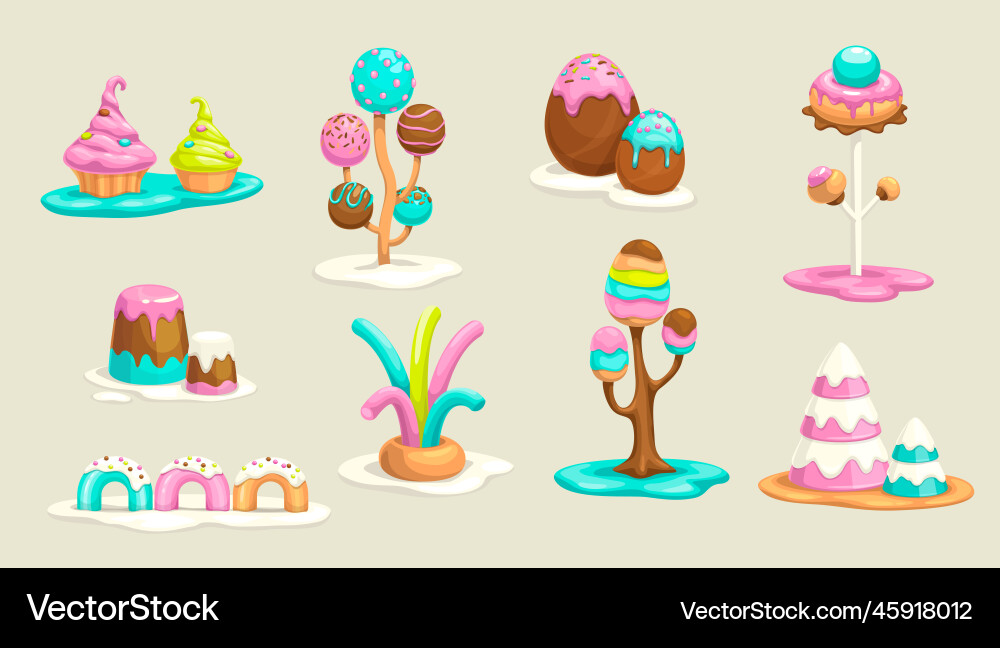 Sweet fantasy objects for candy land design Vector Image