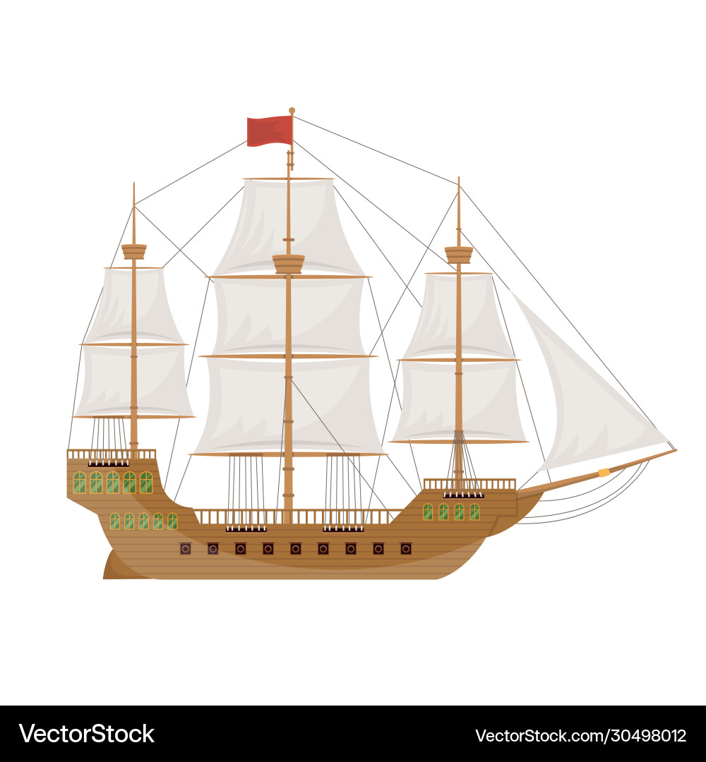 Wooden vintage ship Royalty Free Vector Image - VectorStock