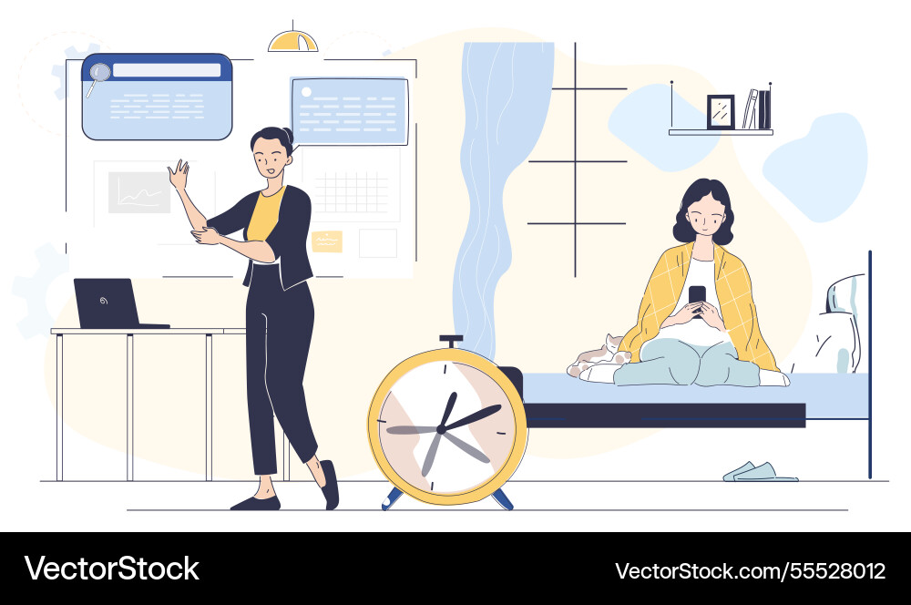 Work and leisure balance concept Royalty Free Vector Image