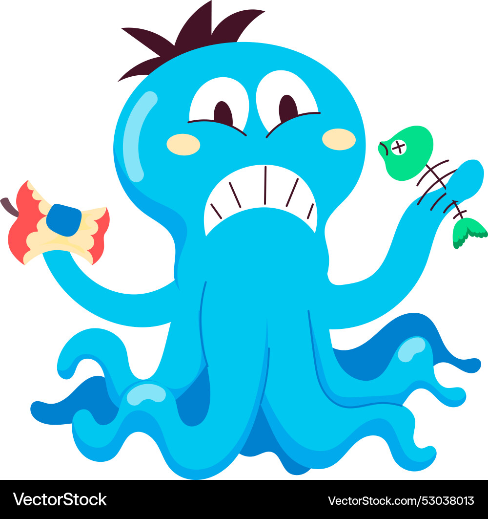 Basic rgbcomic style sticker of sea pollution angr