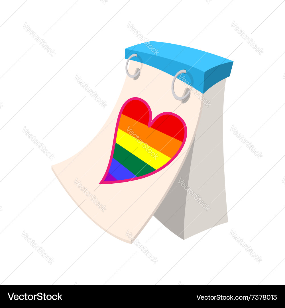 Calendar with rainbow heart cartoon icon Vector Image