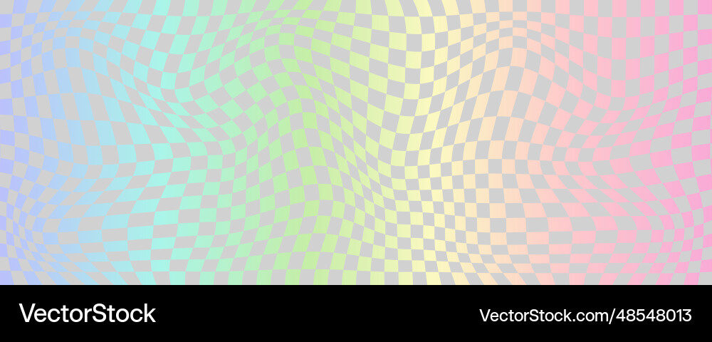 Checkerboard wavy pattern abstract holographic Vector Image