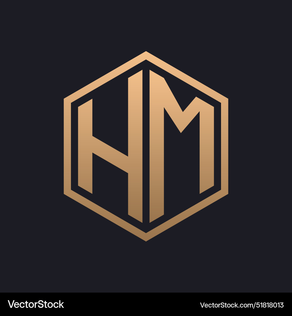 Elegant hexagon letter hm logo design initial Vector Image