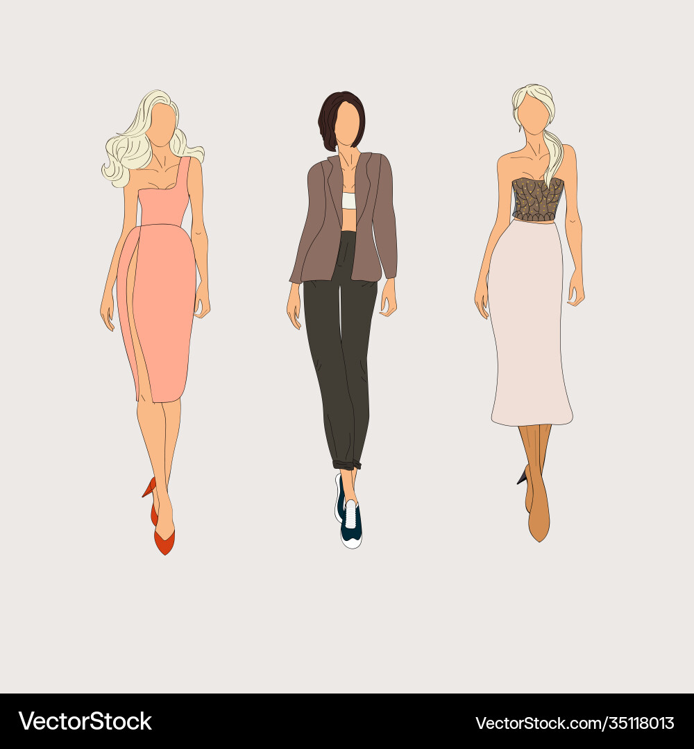 Hand drawn fashion models concept Royalty Free Vector Image