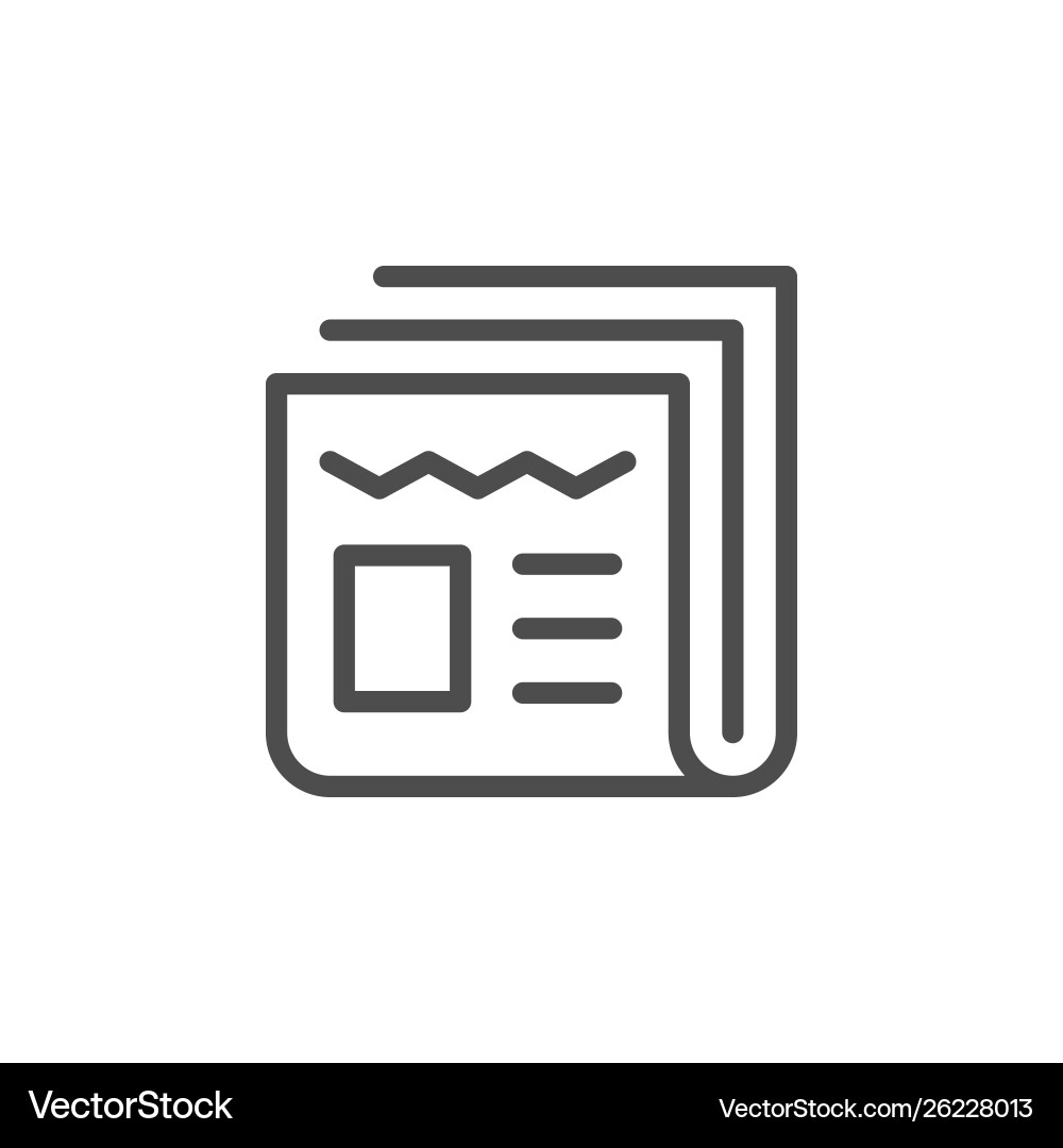 Newspaper line outline modern icon Royalty Free Vector Image