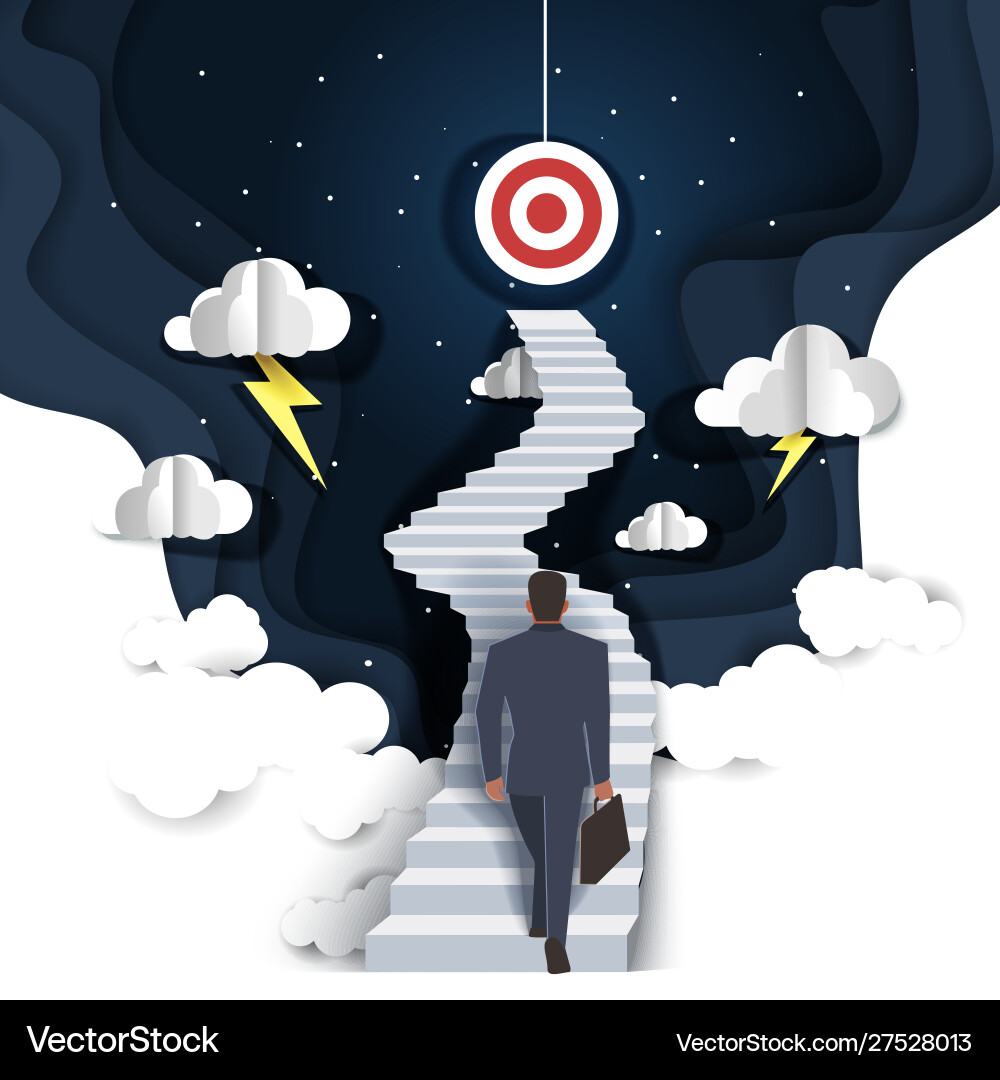 Path to success in paper art Royalty Free Vector Image