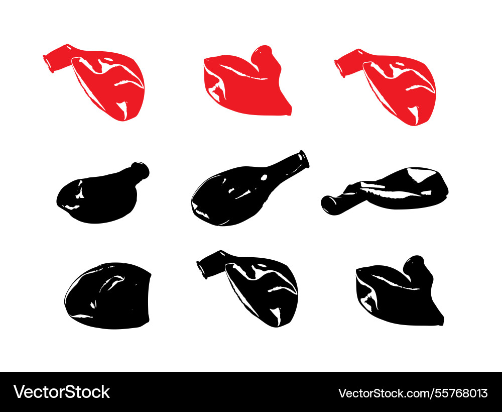 Popped balloon isolated deflated ball burst Vector Image