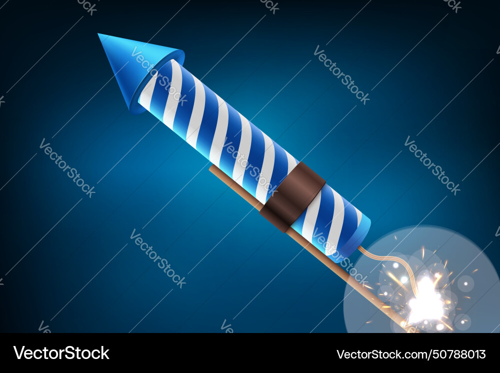 Realistic firecracker with light explosive effect Vector Image