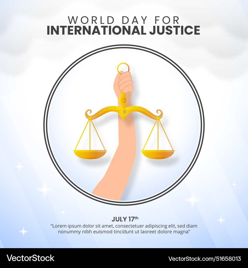 World day for international justice with a hand Vector Image
