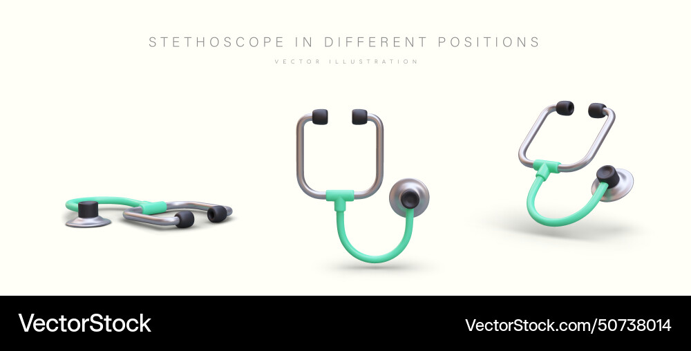 3d stethoscope view from different sides medical Vector Image