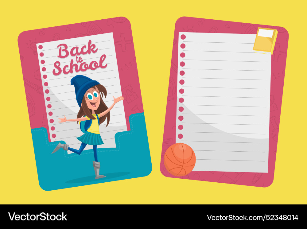 Cartoon back to school card template Royalty Free Vector