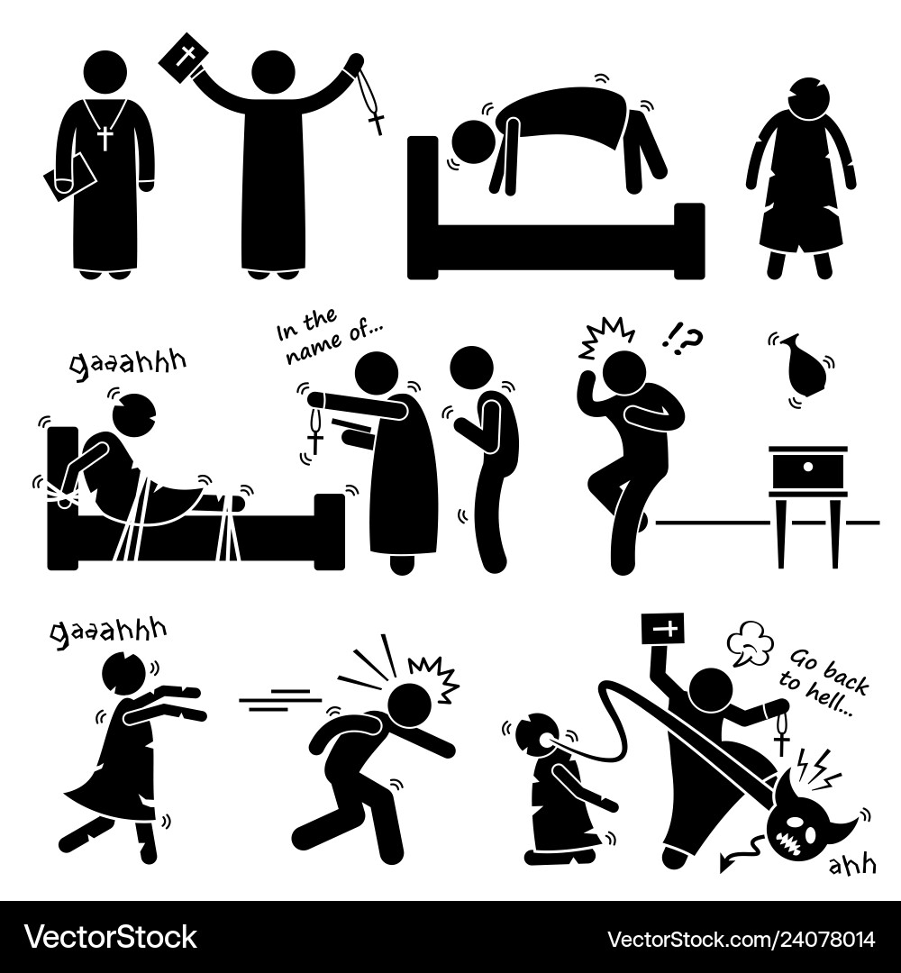 Exorcist exorcism evil demon spirit ritual stick Vector Image