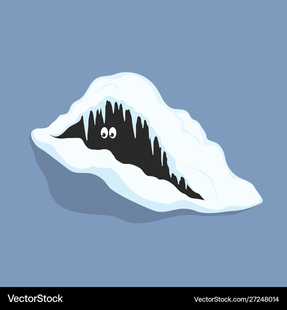 Ice cave in cartoon style winter scenery Vector Image