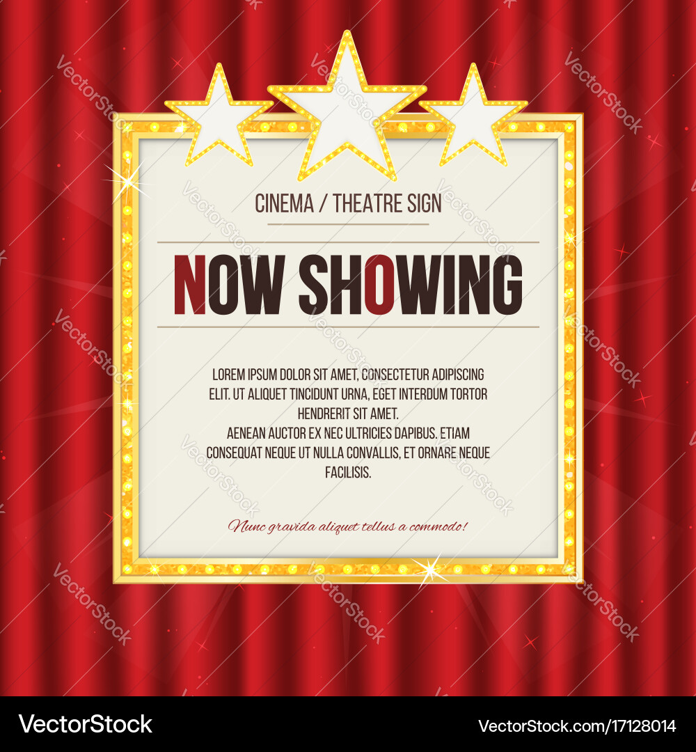 Retro Cinema Sign with Stars Royalty Free Vector Image