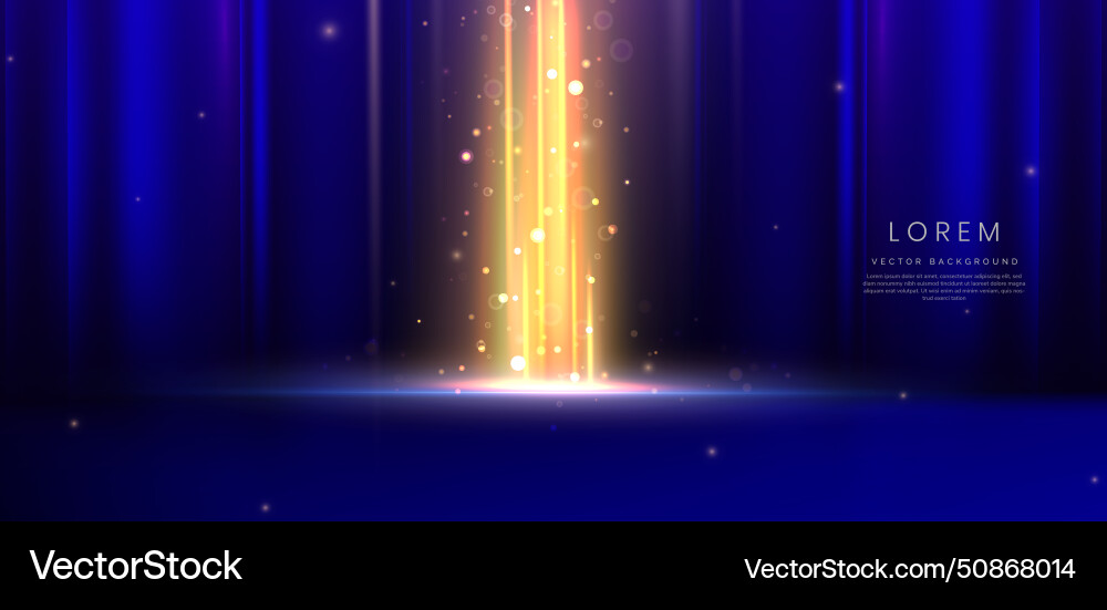 Scene futuristic neon glowing gold light ray Vector Image