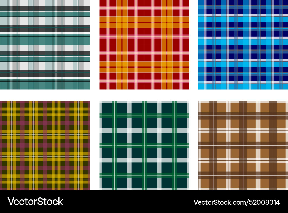 Seamless checkered plaid pattern bundle 6 nice fo Vector Image
