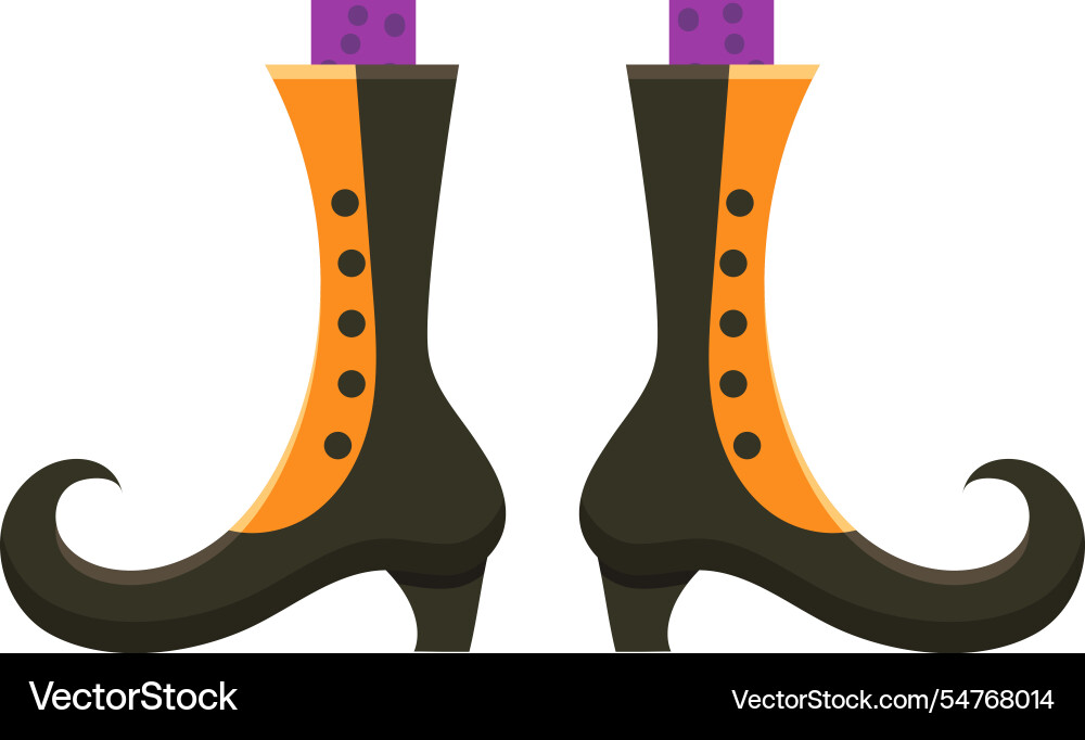 Witch s boots with curled toes black orange Vector Image