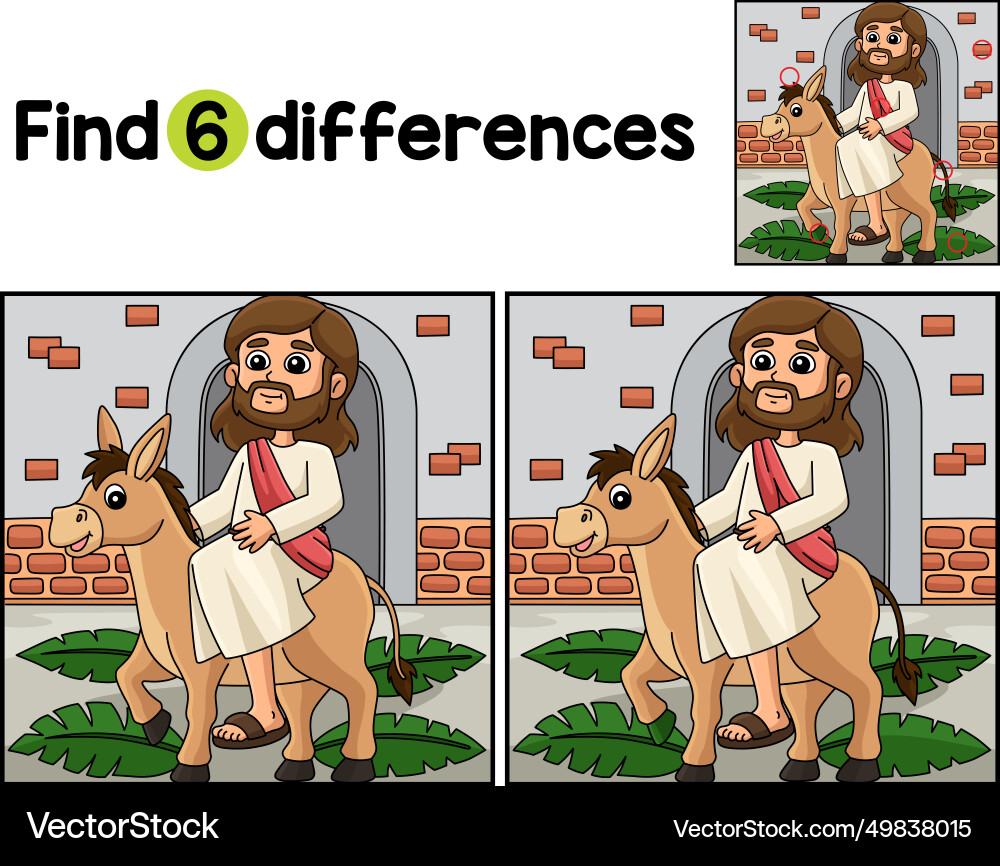 Christian jesus palm sunday find the differences Vector Image