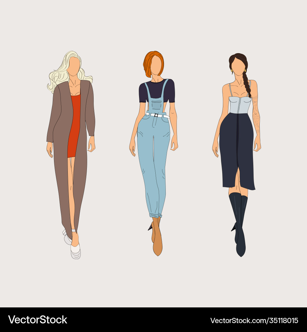 Hand drawn fashion models concept Royalty Free Vector Image